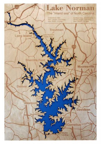 Beautiful Lake Norman Map – 11.5″ x 17″ – Inscribed Solutions
